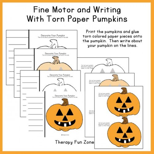 Fine Motor Skills With Torn Paper Pumpkins - Therapy Fun Zone