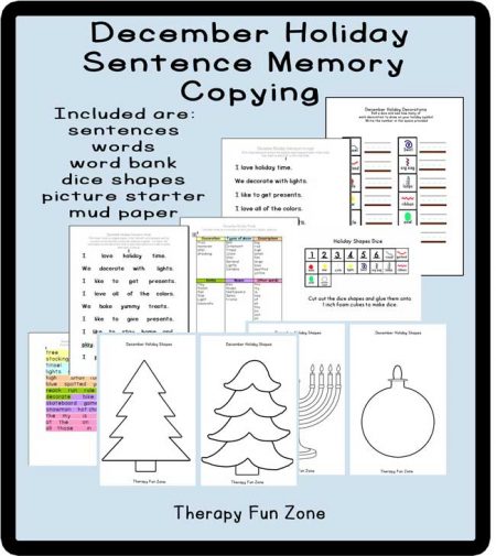 Holiday Sentence Memory Writing - Therapy Fun Zone